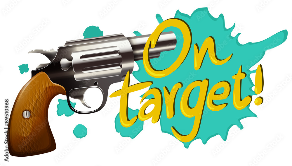 Flashcard of a gun with On Stock Vector | Adobe Stock
