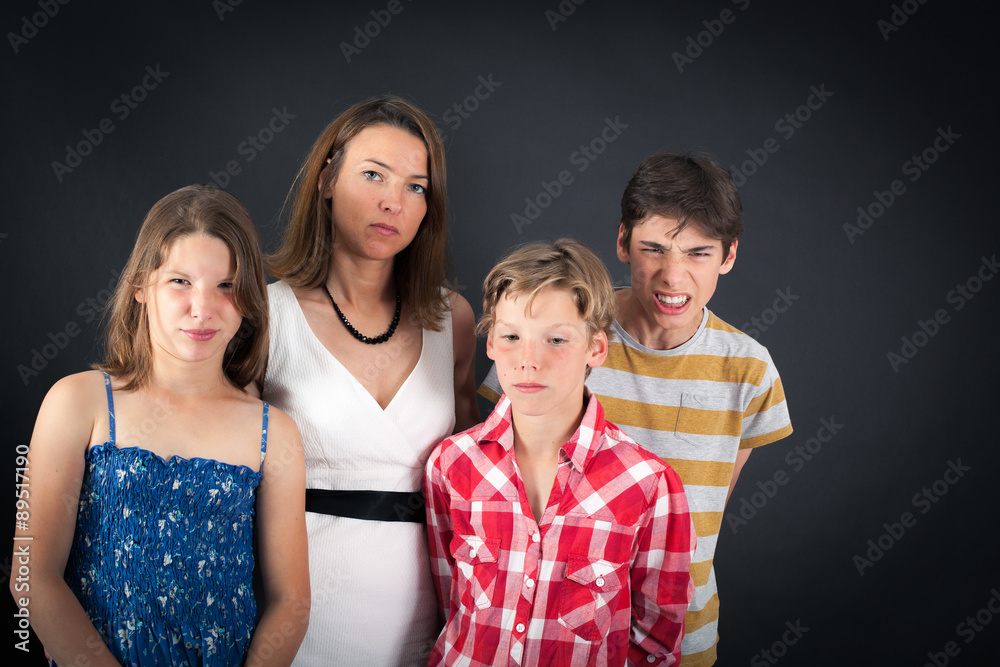 Beautiful family doing different expressions in different sets of ...