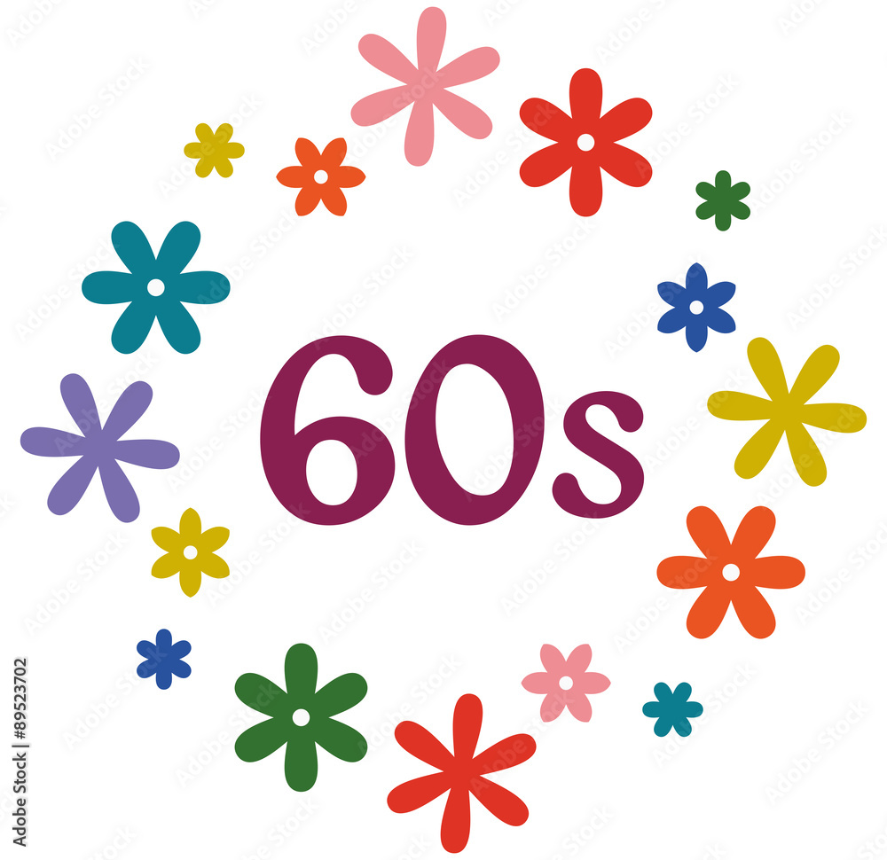 Flower power 1960s logo isolated on white Stock Vector | Adobe Stock