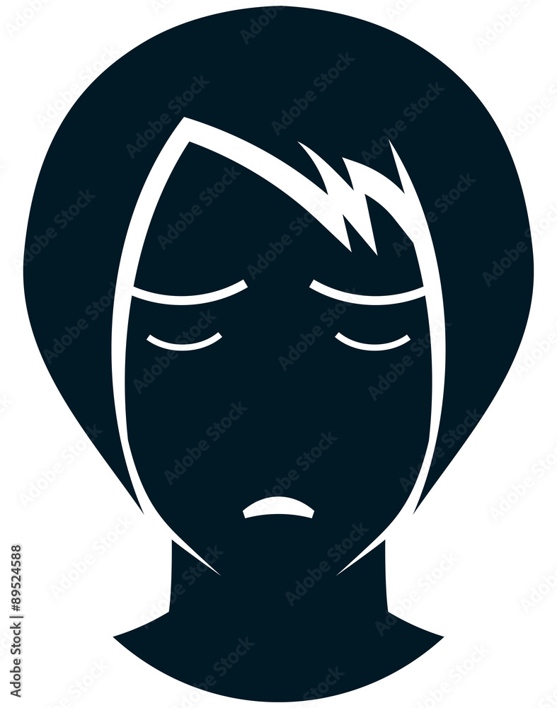 Vector sad girl illustration isolated on white Stock Vector | Adobe Stock