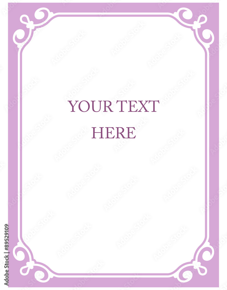 Simple pink vector line border frame isolated illustration Stock Vector ...