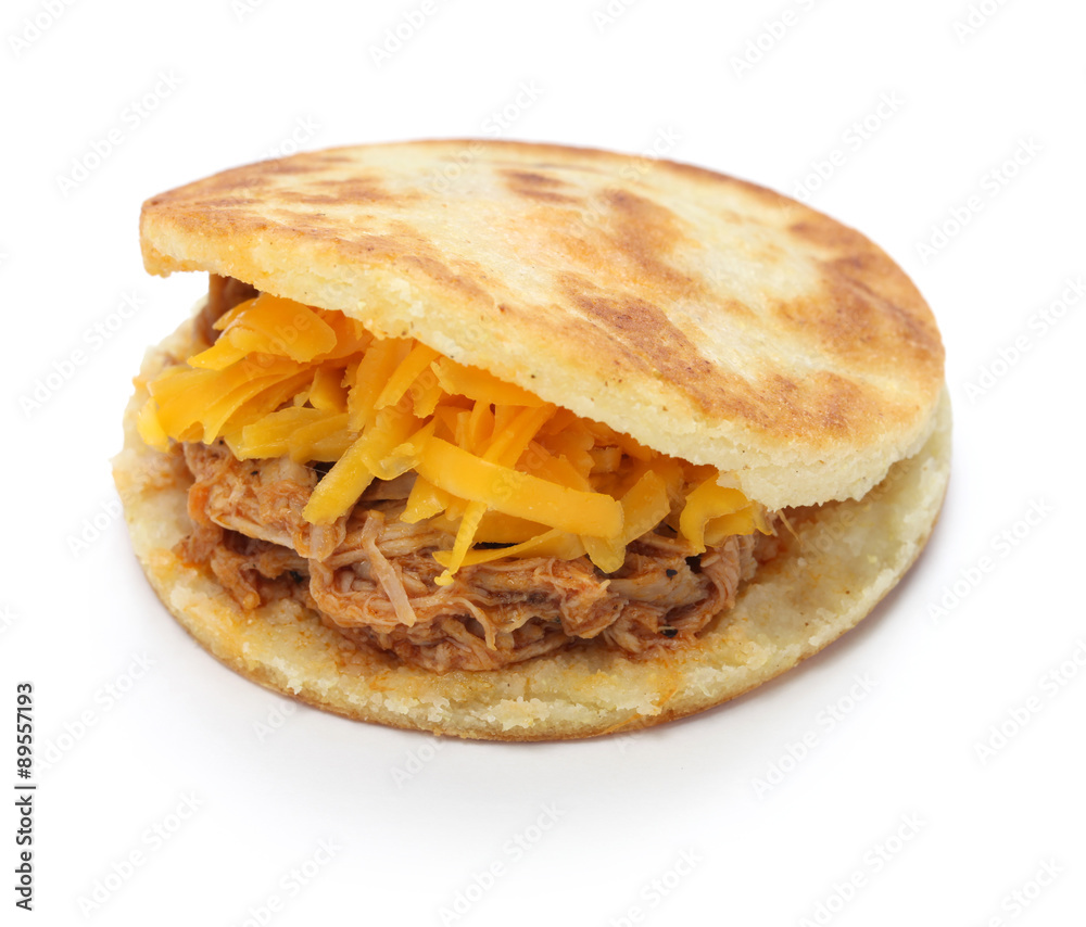 homemade arepas, venezuelan colombian food isolated on white background ...