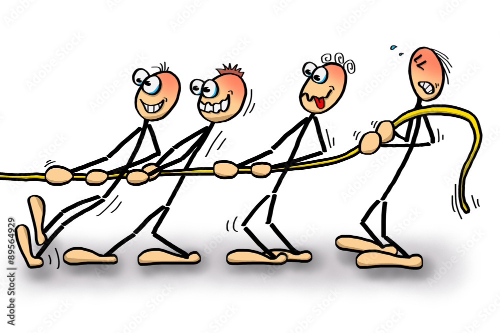 Strichman Alle an einem Strang ziehen Stock Illustration | Adobe Stock