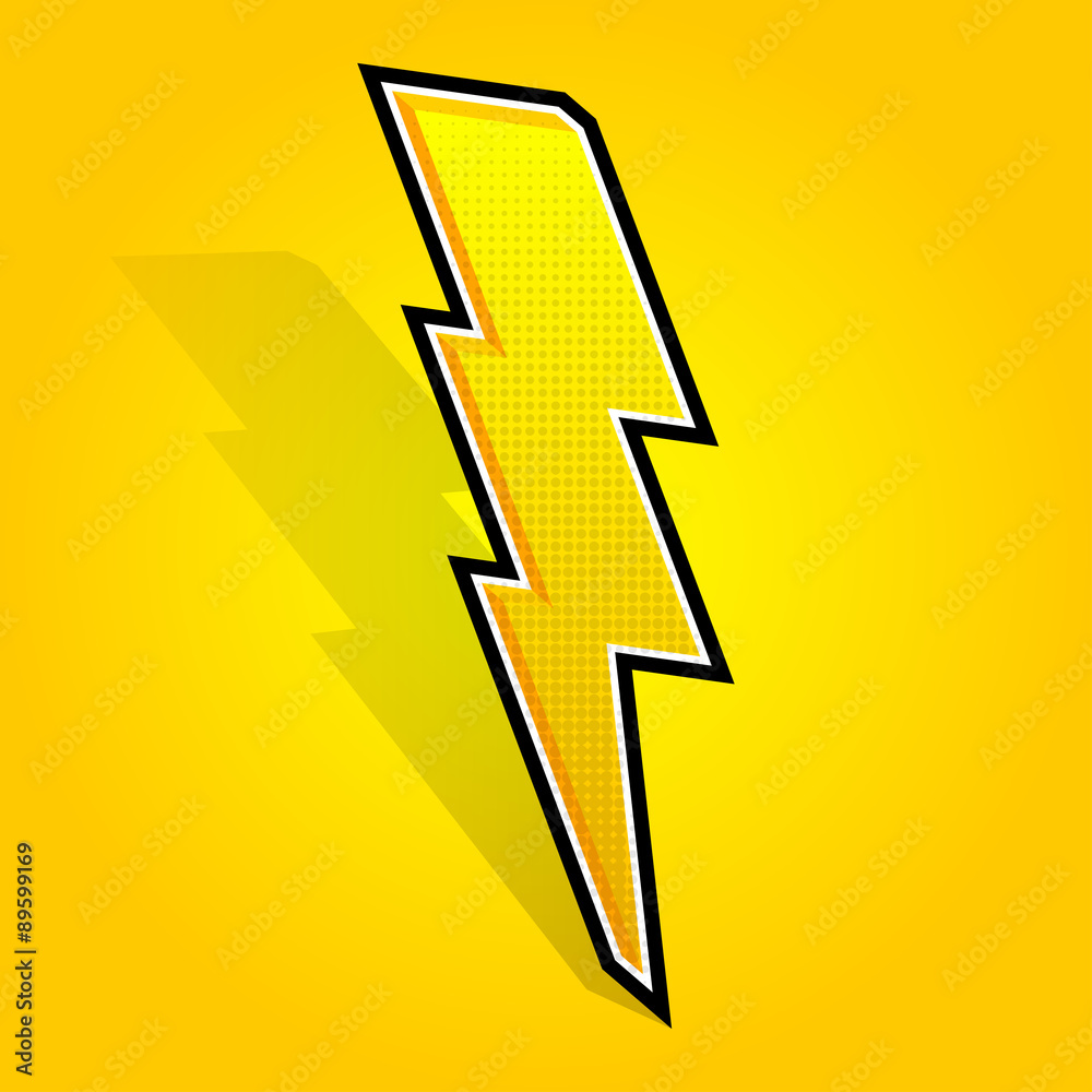 Vector illustrated lightning bolt on yellow background. Stock Vector ...