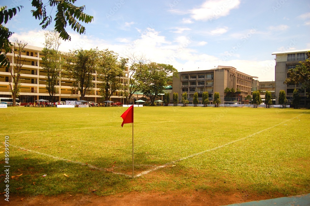 Soccer field inside the school campus photo image Stock Photo | Adobe Stock