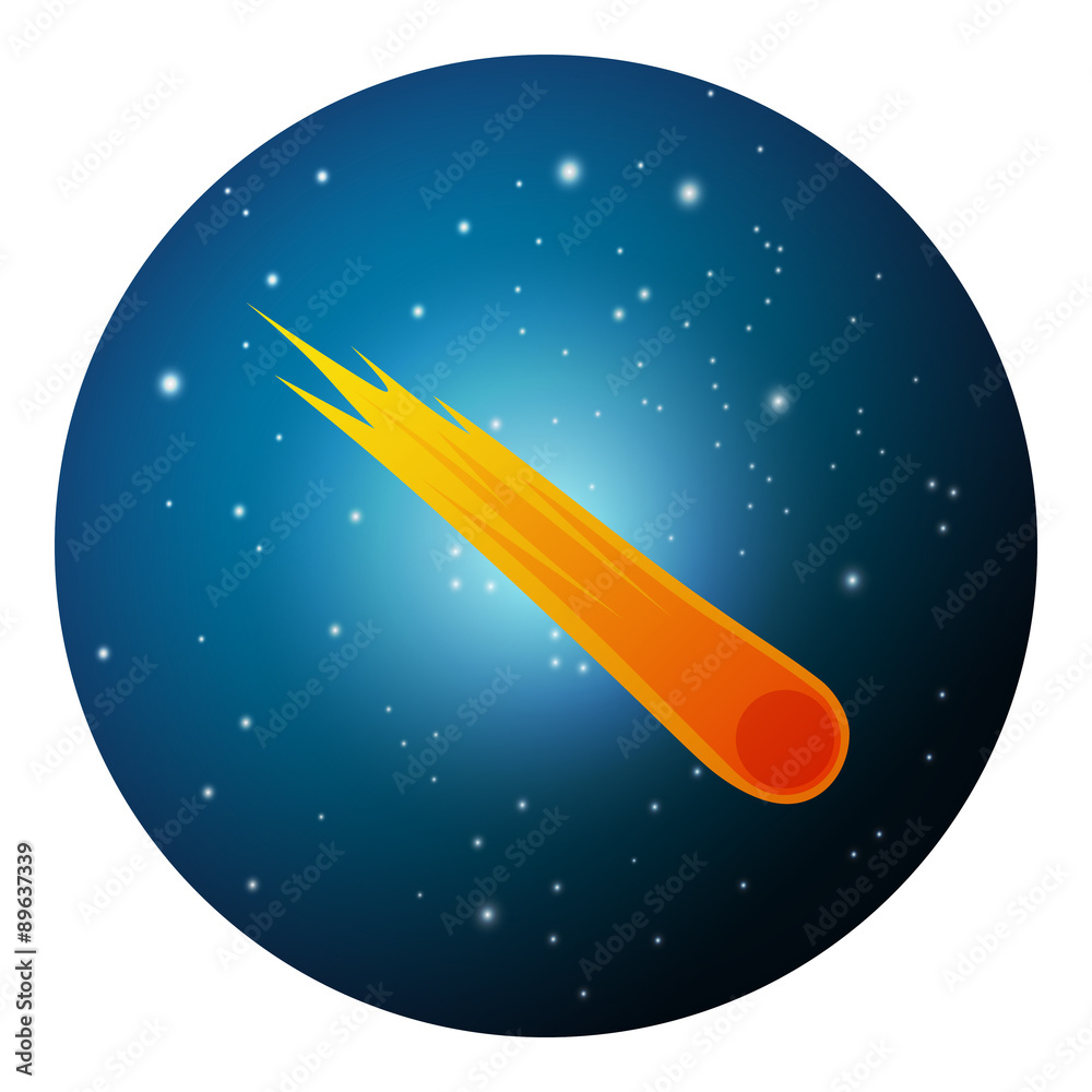 Vector illustration of meteorite on night starry sky Stock Vector ...