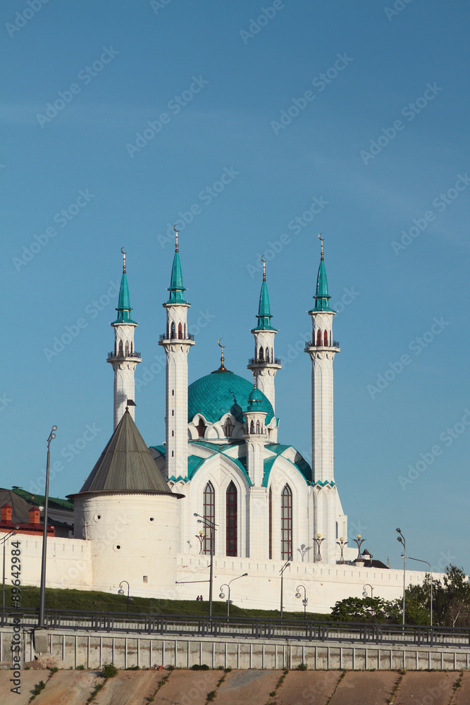 Anonymous round tower and Kul Sharif mosque in Kazan Kremlin Stock ...
