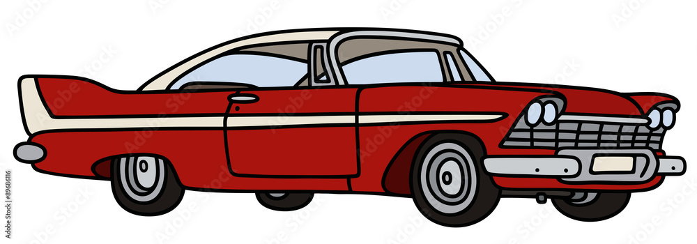 Classic red car / hand drawing, vector illustration Stock Vector ...
