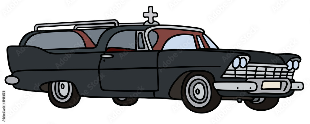 Classic funeral car / hand drawing, vector illustration Stock Vector ...
