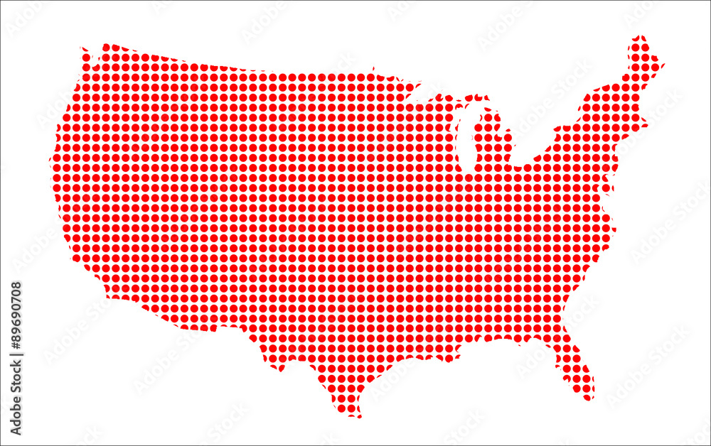 Red Dot Map of The U.S.of A. Stock Vector | Adobe Stock