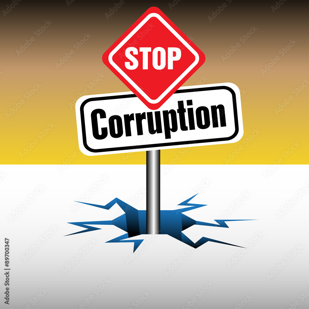 Stop corruption plate Stock Vector | Adobe Stock