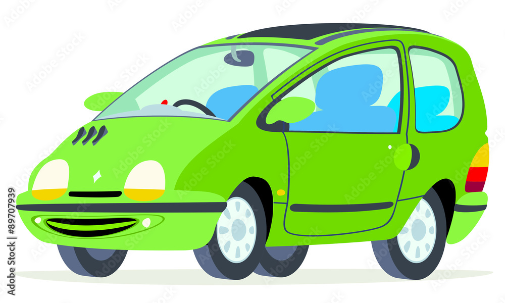Caricatura Renault Twingo verde vista frontal y lateral vector de Stock ...