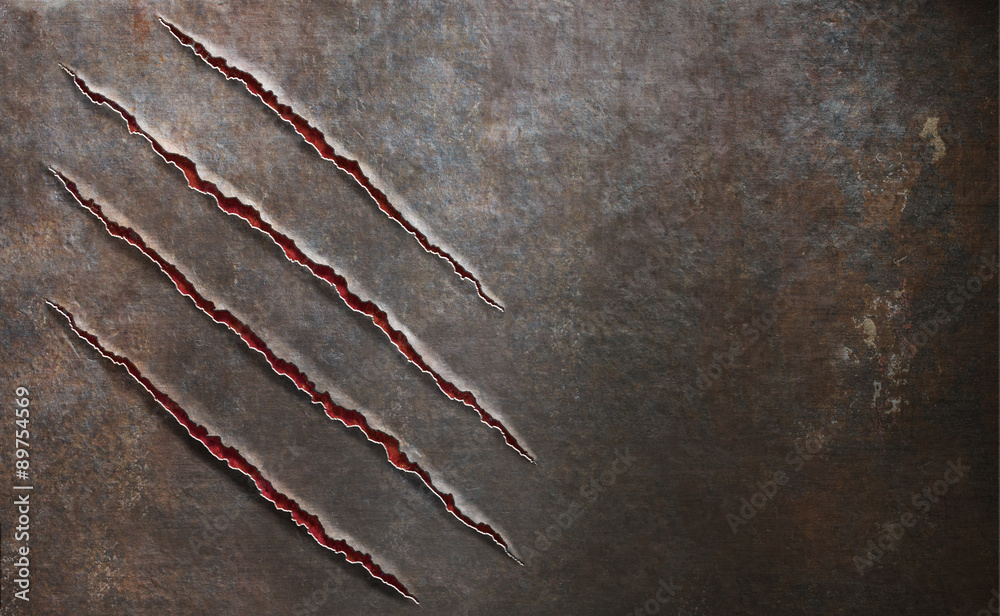 metal scratched by beast claw marks background Stock Illustration ...