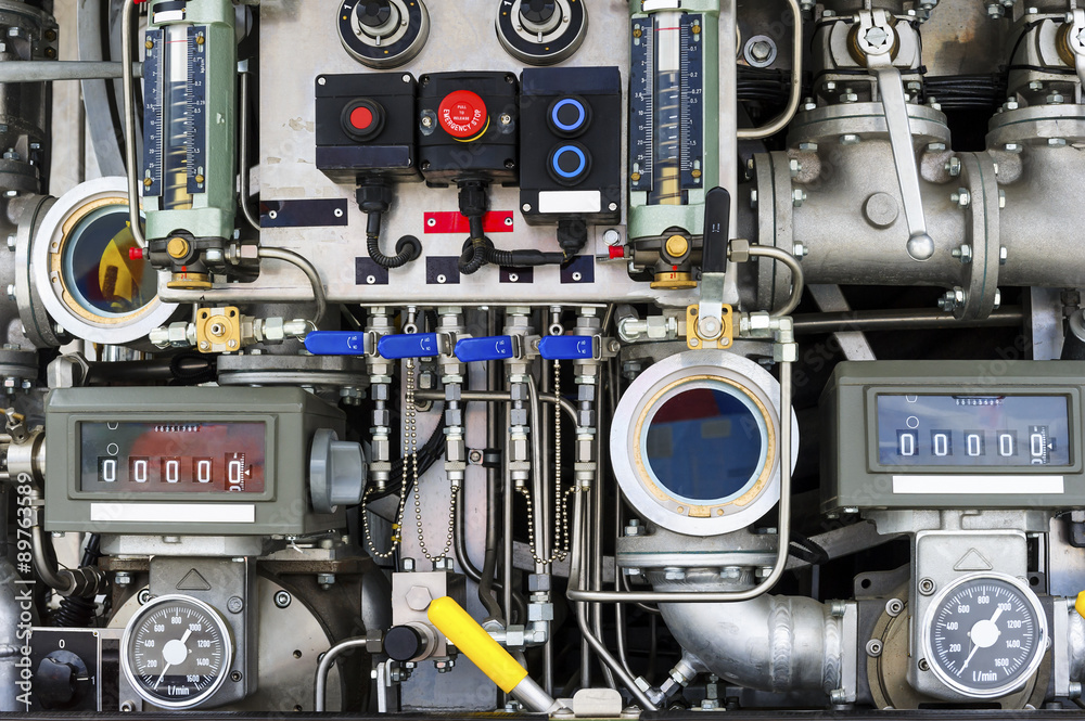 Firetruck pumping and valve control panel, firefighter car equipment of ...