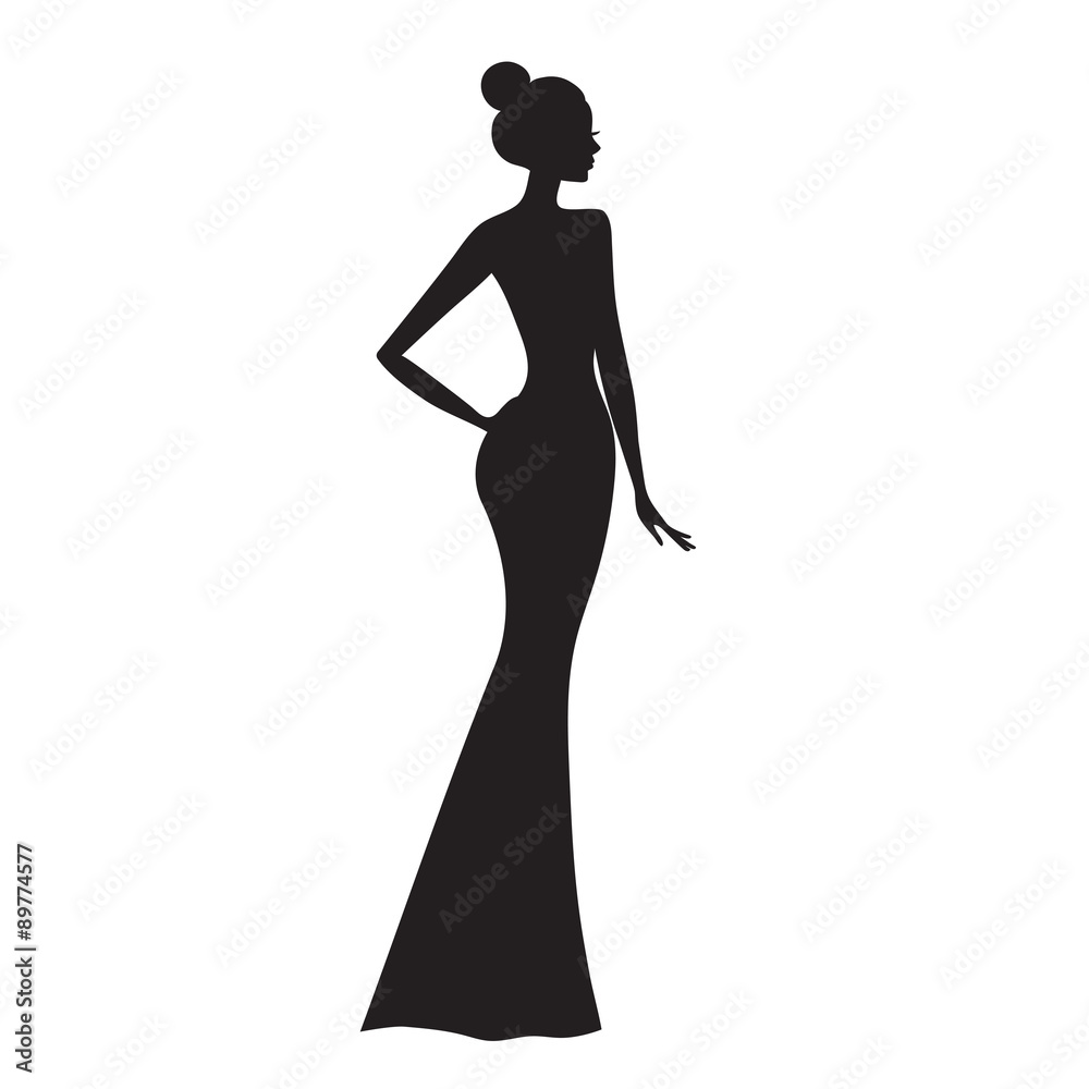 Fashion model. Silhouette of beautiful woman vector illustration. Stock ...
