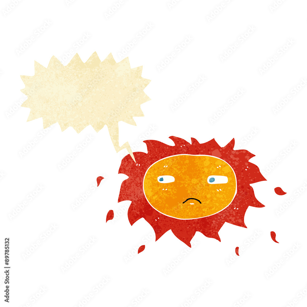 cartoon sad sun with speech bubble Stock Vector | Adobe Stock