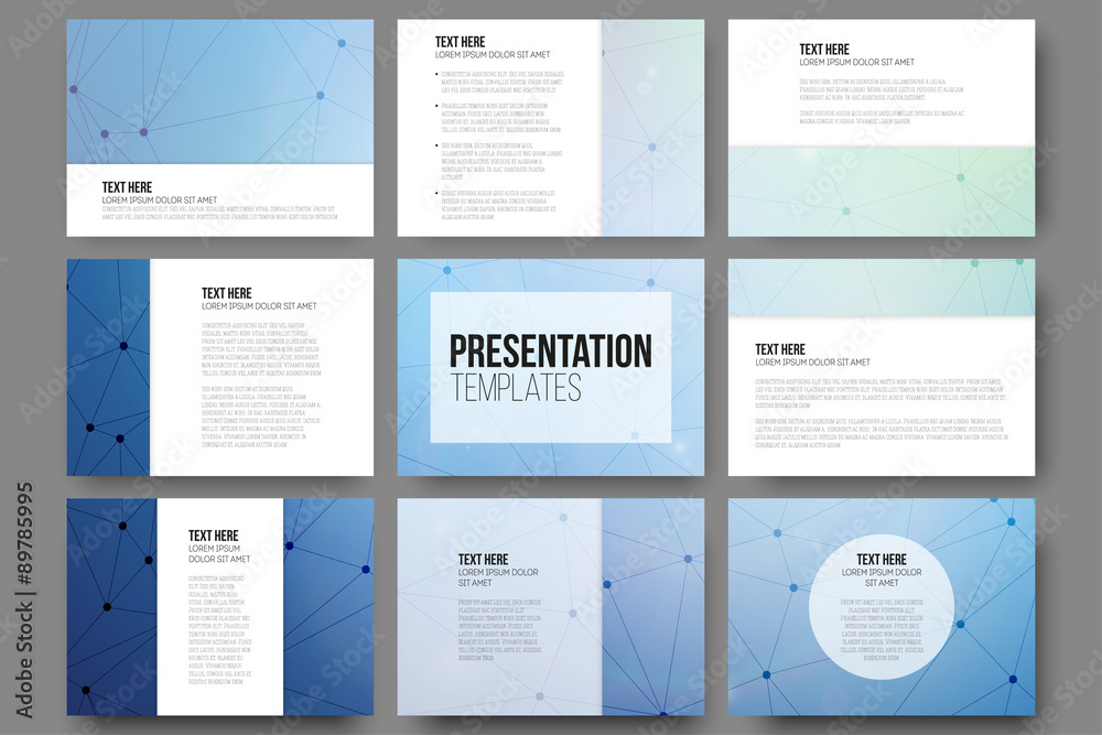 Set of 9 vector templates for presentation slides. Molecule Stock ...