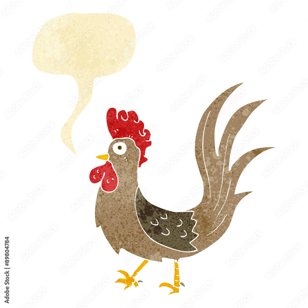 cartoon cockerel with speech bubble Stock Vector | Adobe Stock