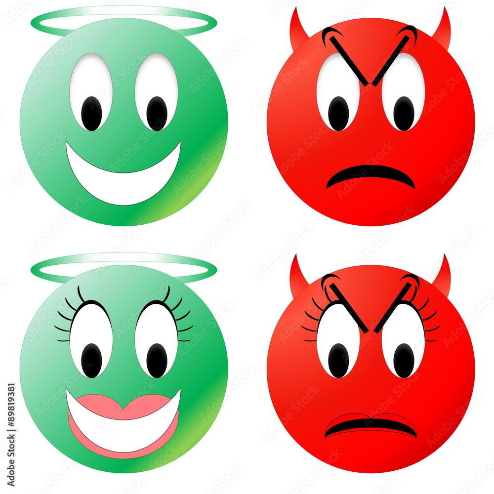Angel and devil smiley Stock Illustration | Adobe Stock