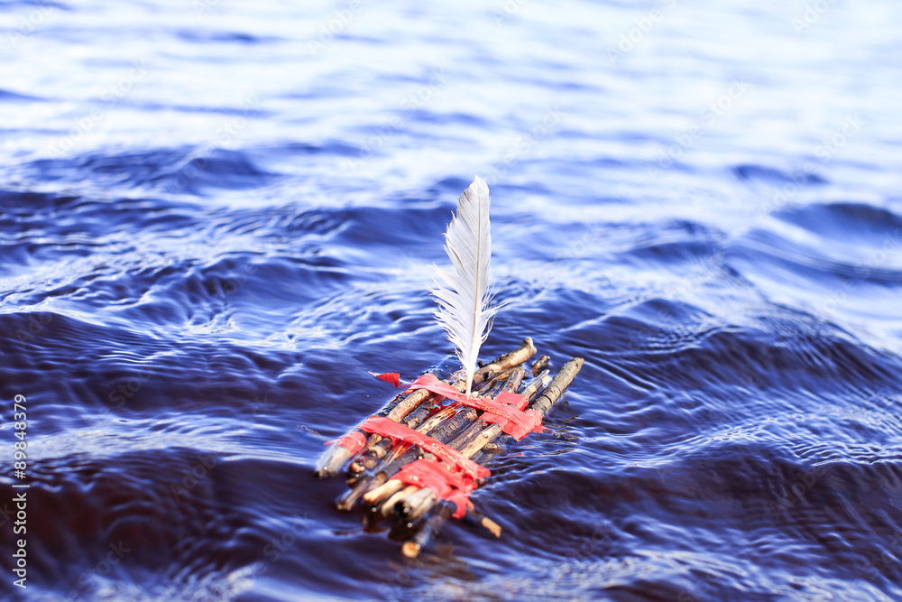 raft in middle of sea. raft in the middle of the sea after a shipwreck ...