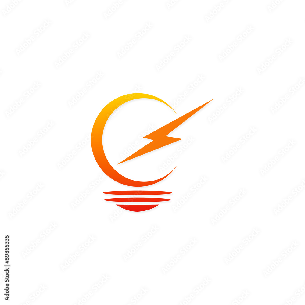 light bulb electric sign vector logo Stock Vector | Adobe Stock