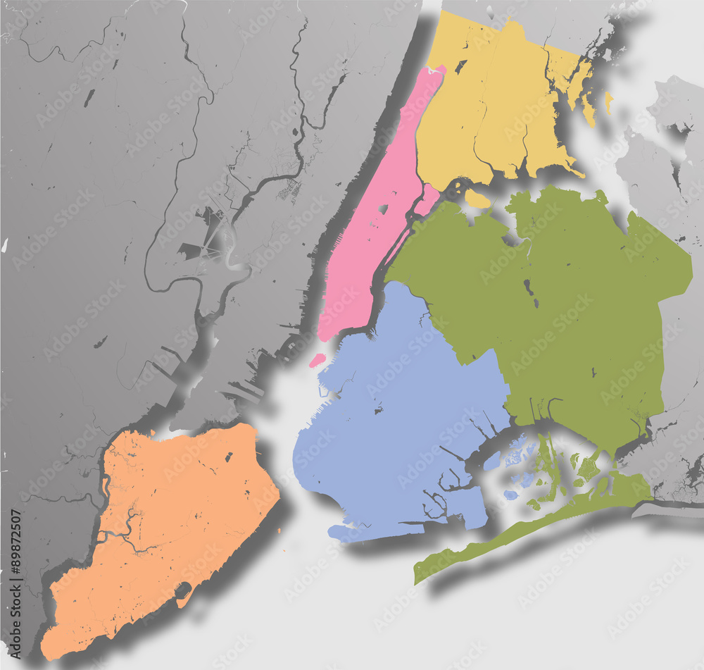 High resolution map of New York City with NYC boroughs. Stock Vector ...