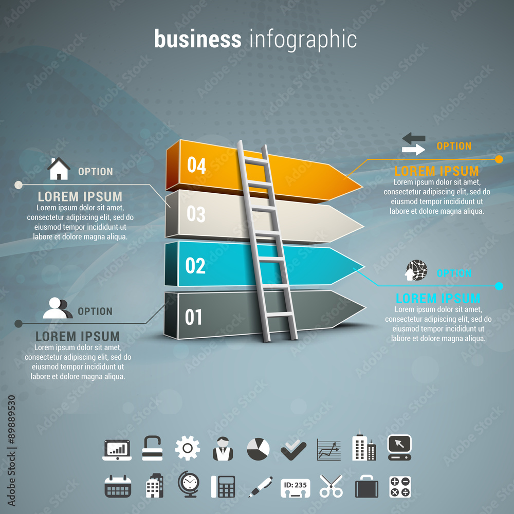 Poster Business infographic made of blocks and ladders. – Wall Art ...