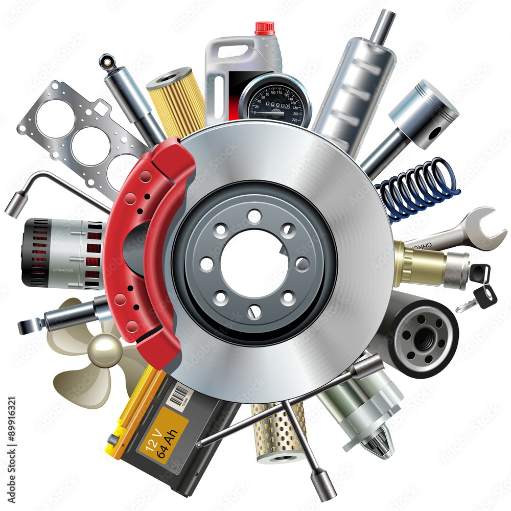 vector-car-spares-concept-with-disk-brake-stock-vector-adobe-stock