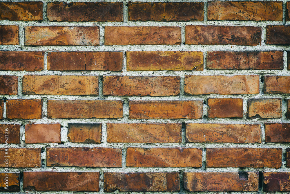 Weathered texture of stained old dark brown and old dark red brick wall ...