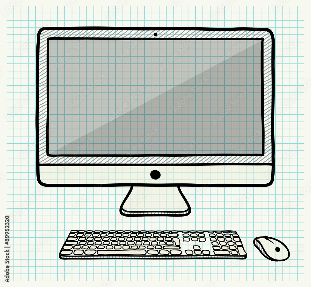 Vector Sketched Computer Set Stock Vector | Adobe Stock