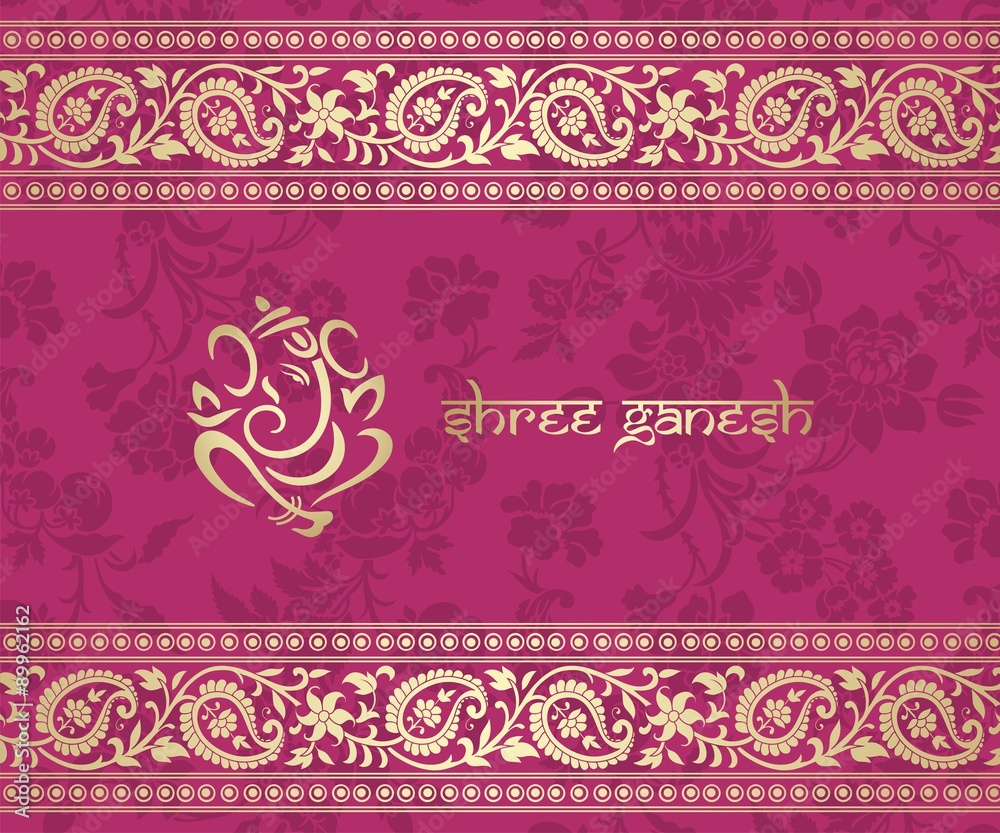 Ganesha, Hindu wedding card, royal Rajasthan, India Stock Vector ...