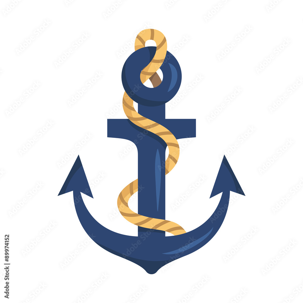 Stylized anchor isolated on white Stock Vector | Adobe Stock