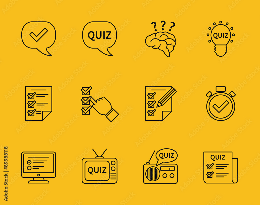 Set of vector line quiz icons Stock Vector | Adobe Stock