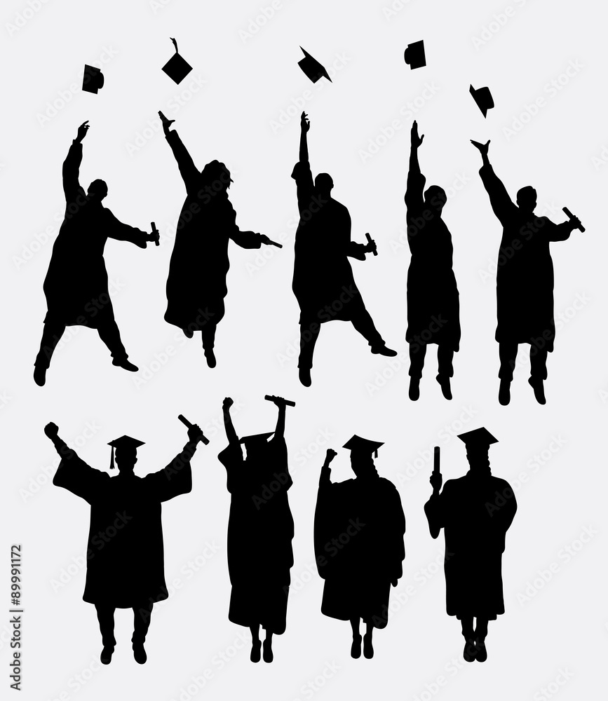 Graduation silhouettes Stock Vector | Adobe Stock