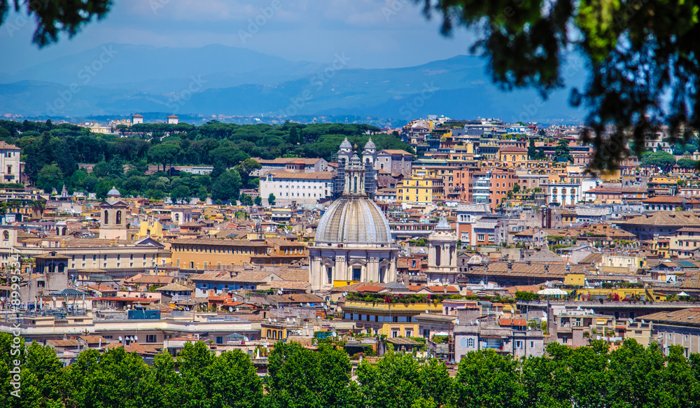 aerial view over rome taken from gianicolo hill. from this place man ...