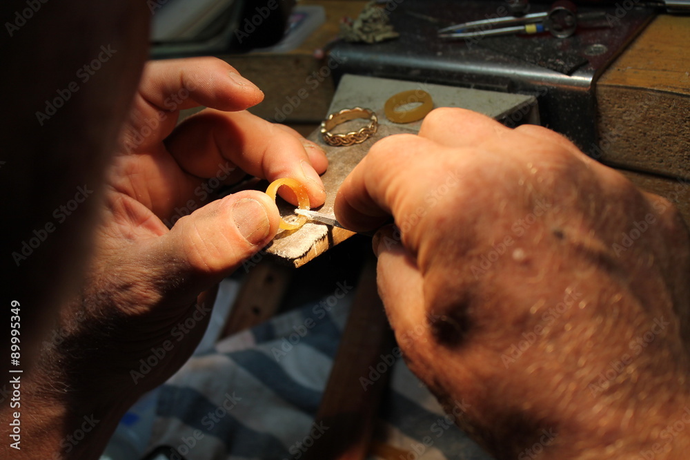 Making a wedding ring. First step: the wax model. Stock Photo | Adobe Stock