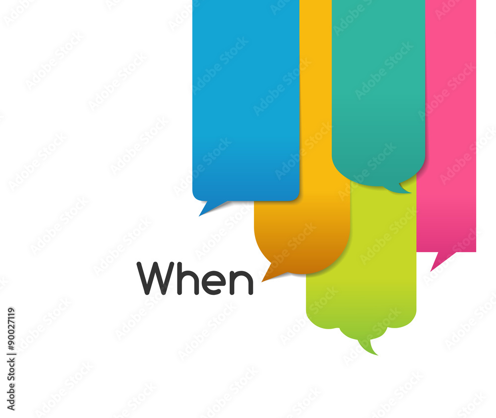 flat color question symbol of what when where why who how, analysis ...