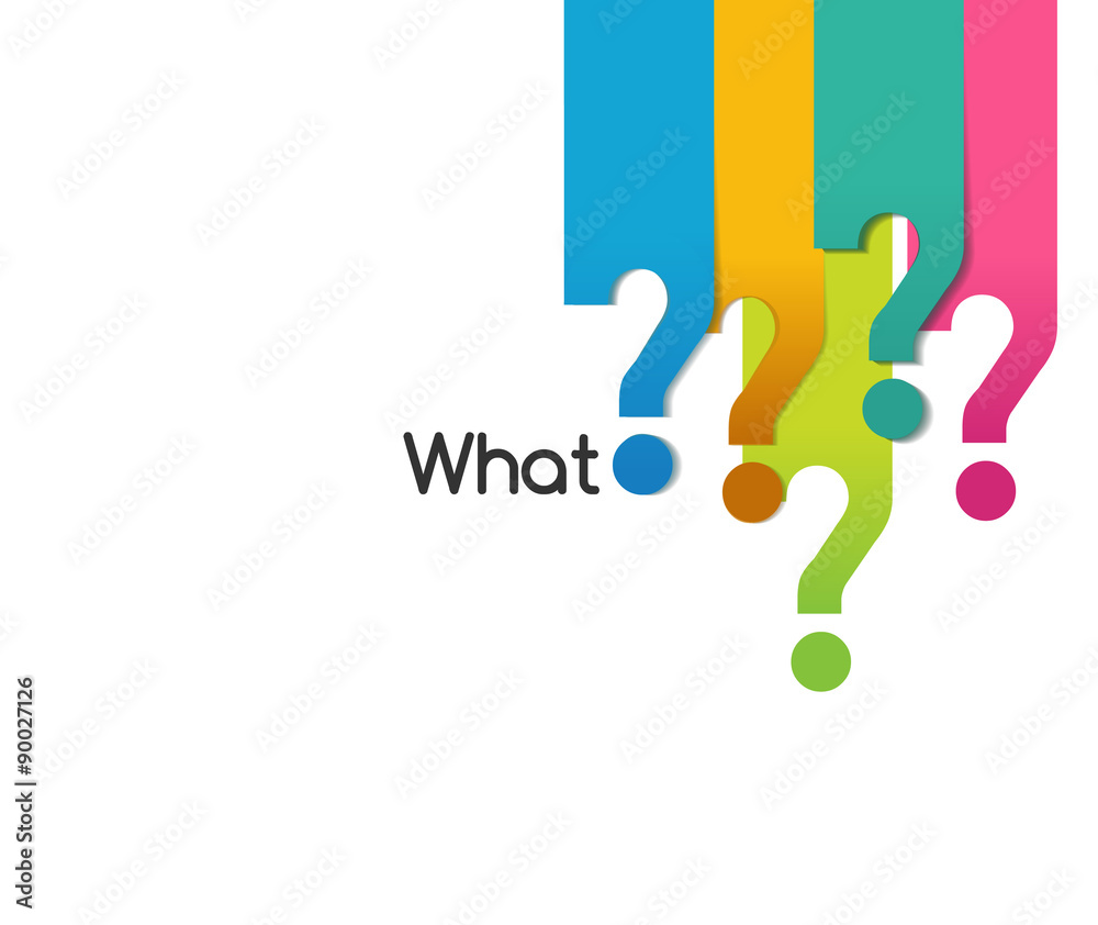flat color question symbol of what when where why who how, analysis ...