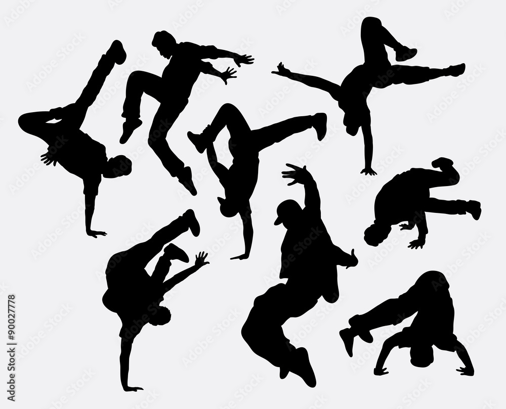 People breakdance silhouettes Stock Vector | Adobe Stock
