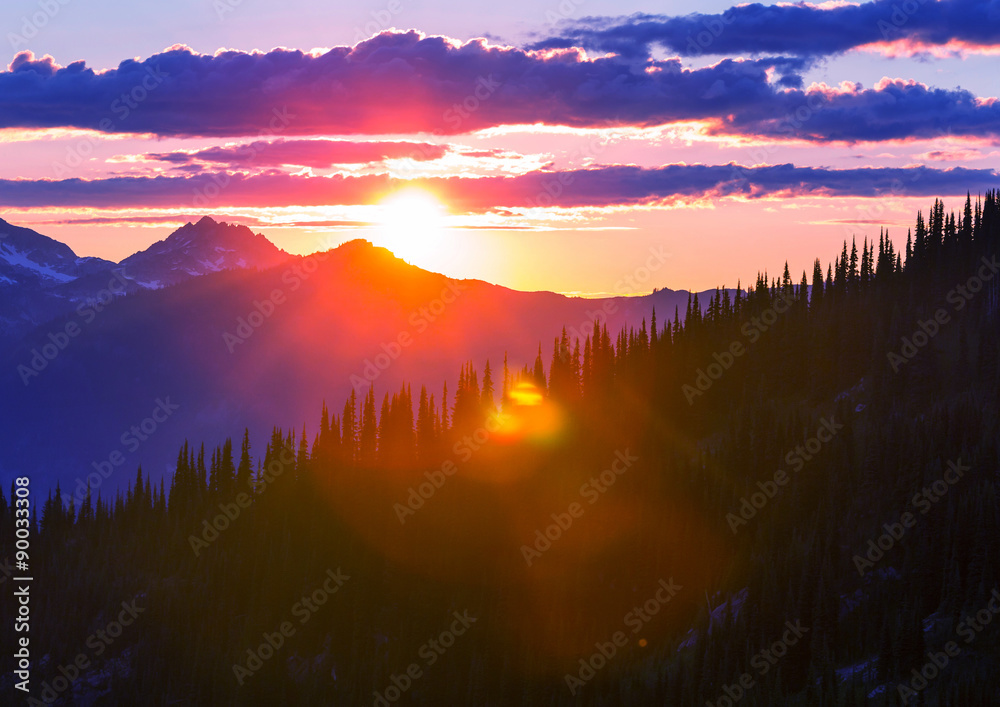 Mountains sunset Stock Photo | Adobe Stock