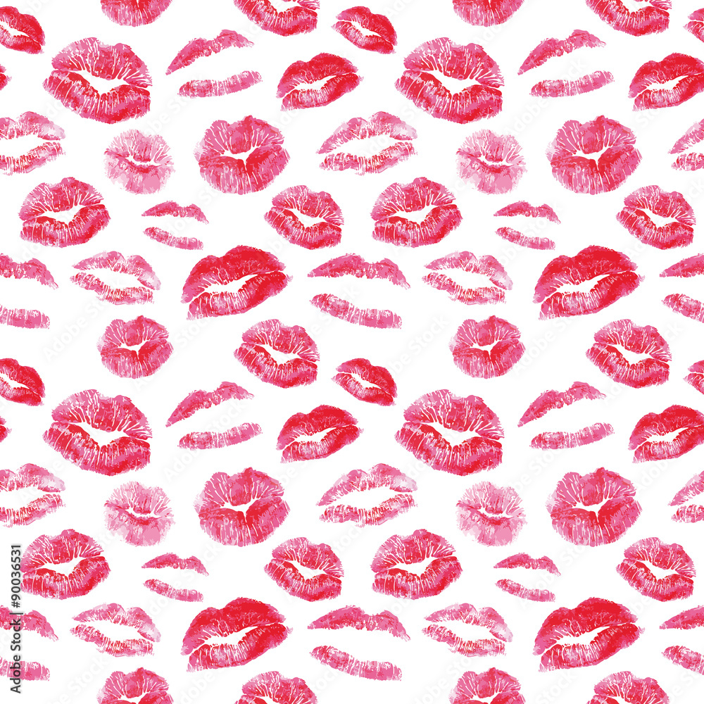 Seamless pattern - red lips kisses prints background Stock Vector ...