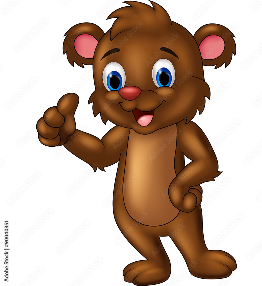 Cartoon teddy bear giving thumb up Stock Vector | Adobe Stock