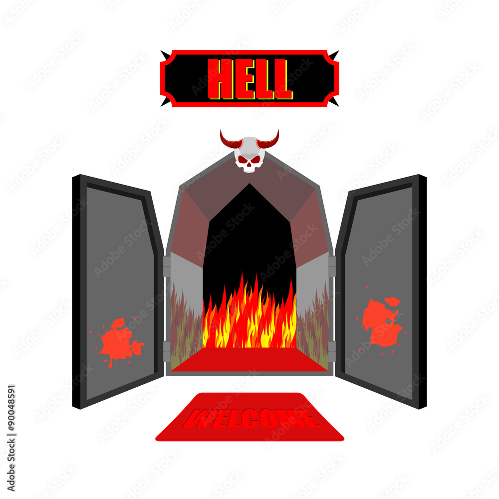 Gate to hell. Entrance to hellish Inferno. Access to Satan. Flam Stock ...