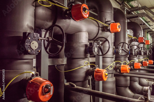 Pump room / In the picture we can see a water pump room with a bunch of ...