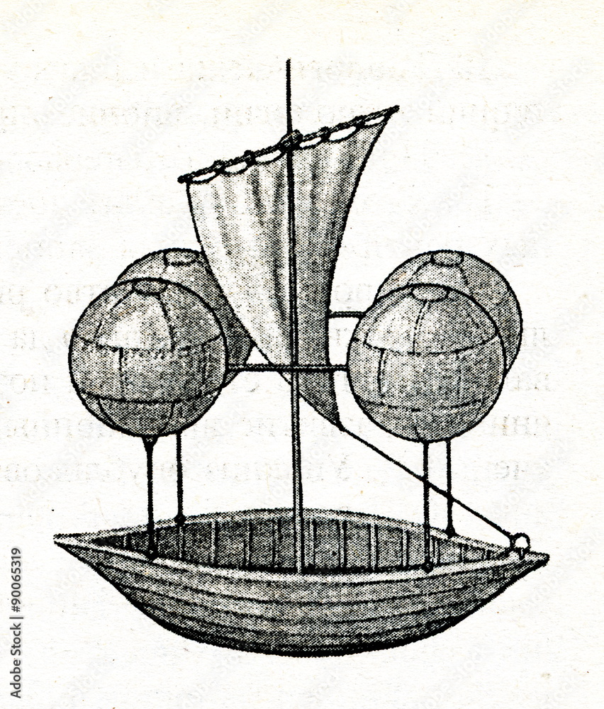 Francesco Lana de Terzi's flying boat c.1670 Stock-Illustration | Adobe ...