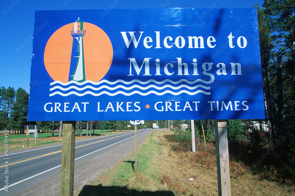 Welcome to Michigan Sign Stock Photo | Adobe Stock