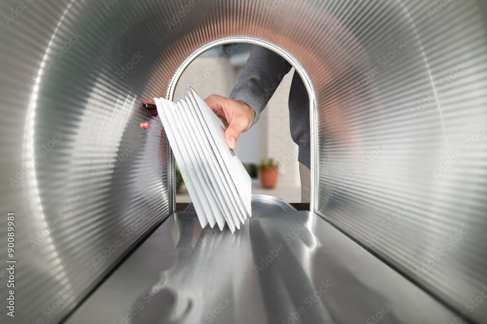 Person Hands Taking Letters View From Inside The Mailbox Stock Photo ...