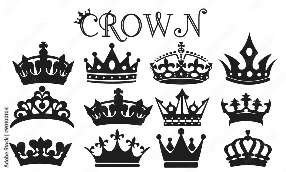 Crown Silhouette Set Vector Stock Vector | Adobe Stock