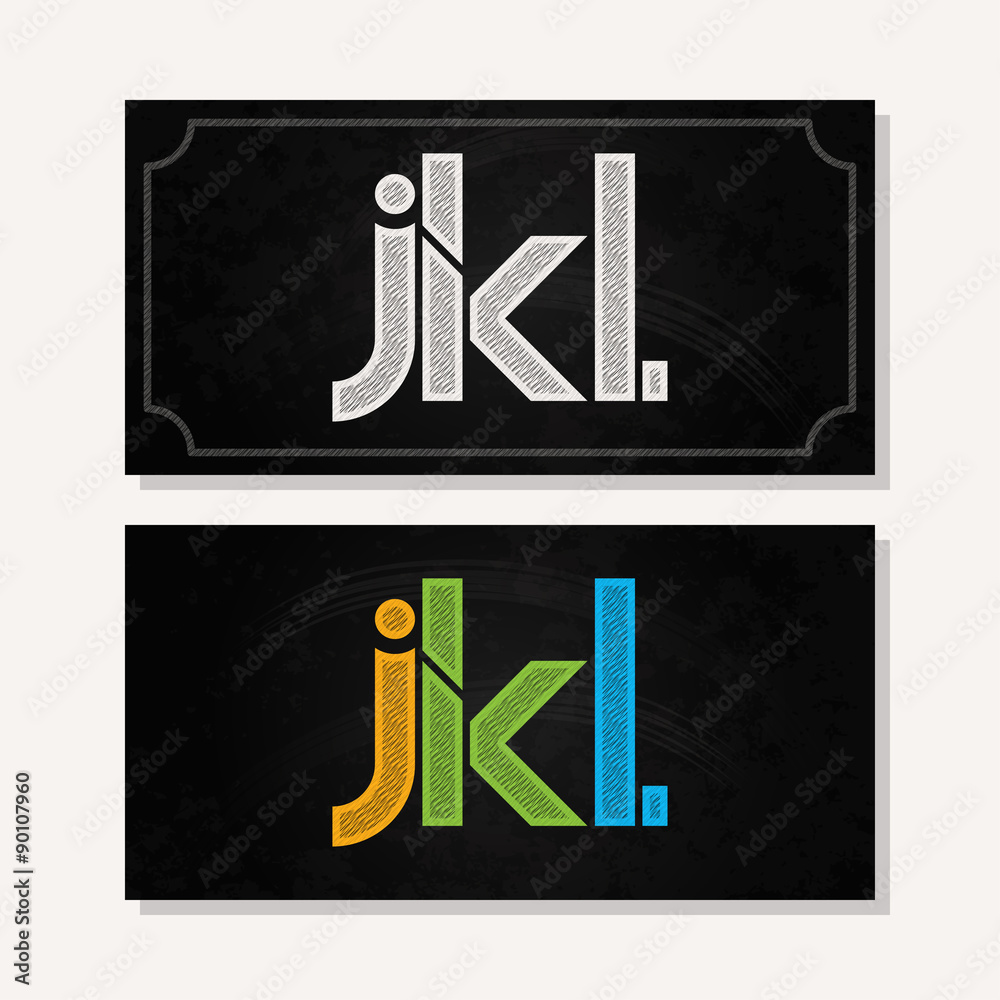 letter J K L logo alphabet chalk icon set background Stock Vector ...