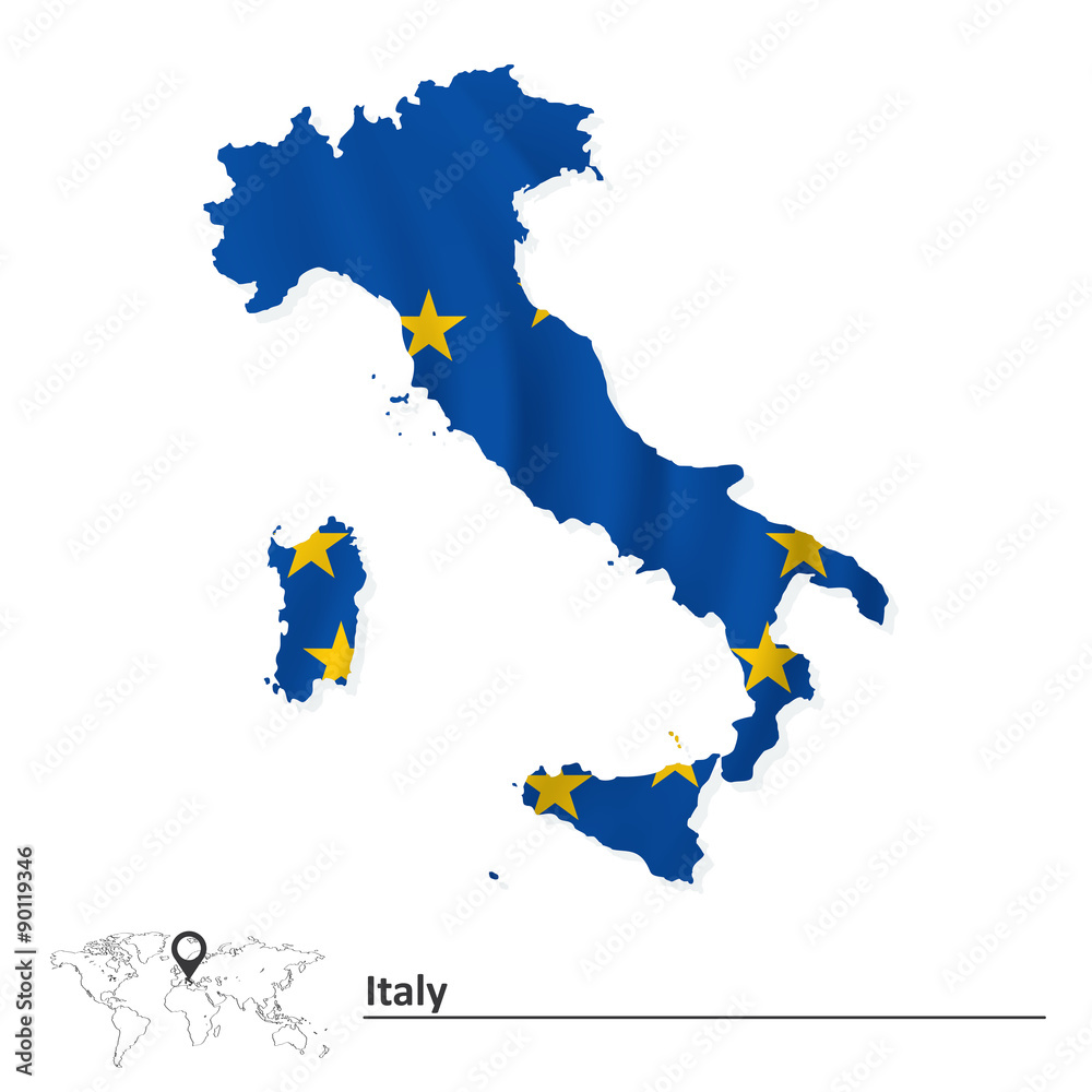 Map of Italy with European Union flag Stock Vector | Adobe Stock
